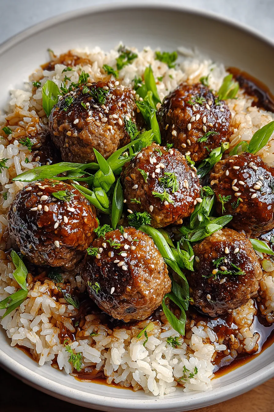 Honey Garlic Meatball Rice Bake – Cooking With Chef Anita