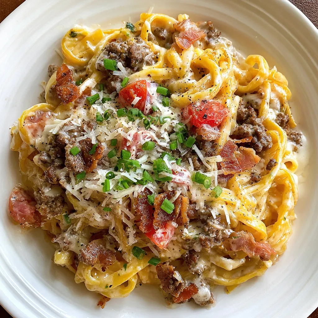 Loaded Bacon Cheeseburger Alfredo Pasta – Cooking With Chef Anita